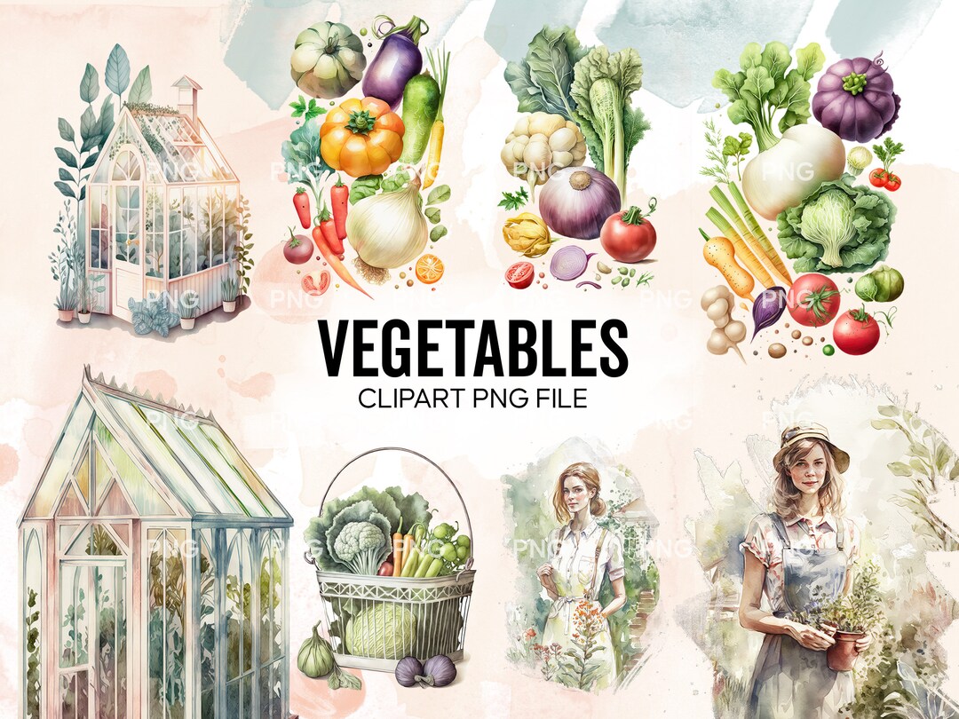 Vegetable/fruit Clip Art, Veggie Clipart, Bundle of 5, Garden Vegetable ...