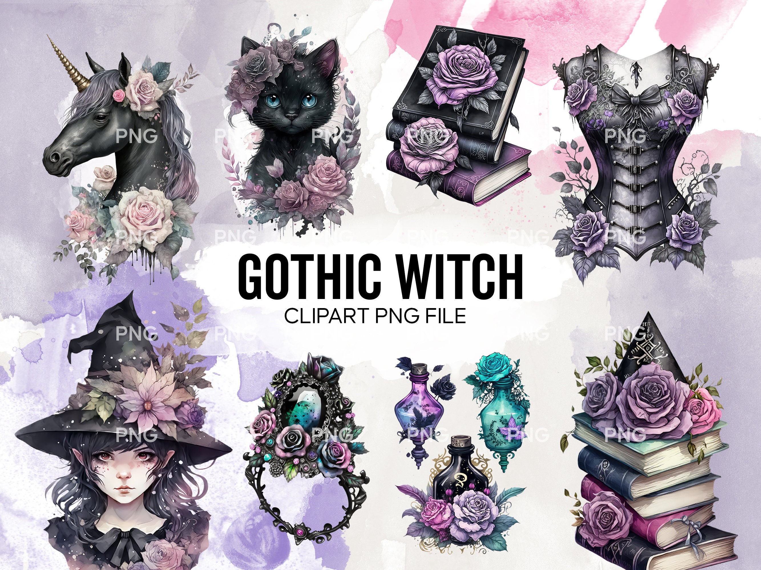 Fantasy Witch Art, Witch Watercolor, Fantasy Witch Clipart, Witch ...
