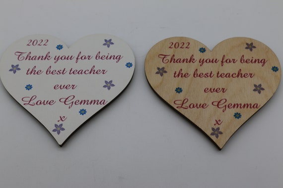 Personalised Thank You Teacher Heart Shaped Wooden Magnet - Etsy