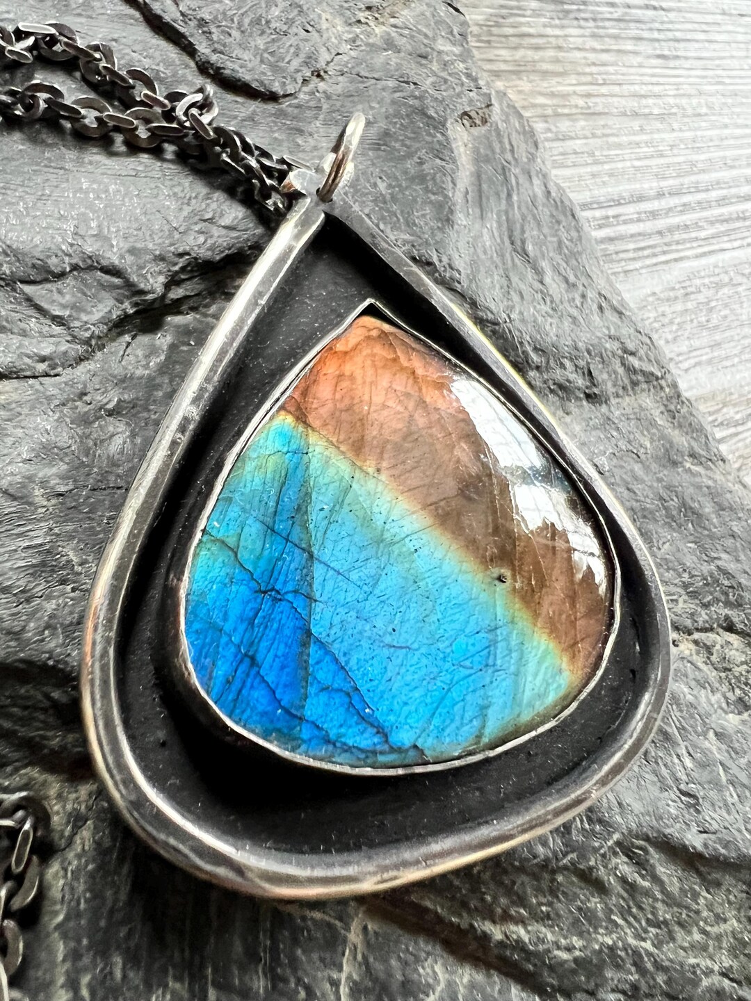 Labradorite Silver Pendant; Large Labradorite Pendant - Etsy