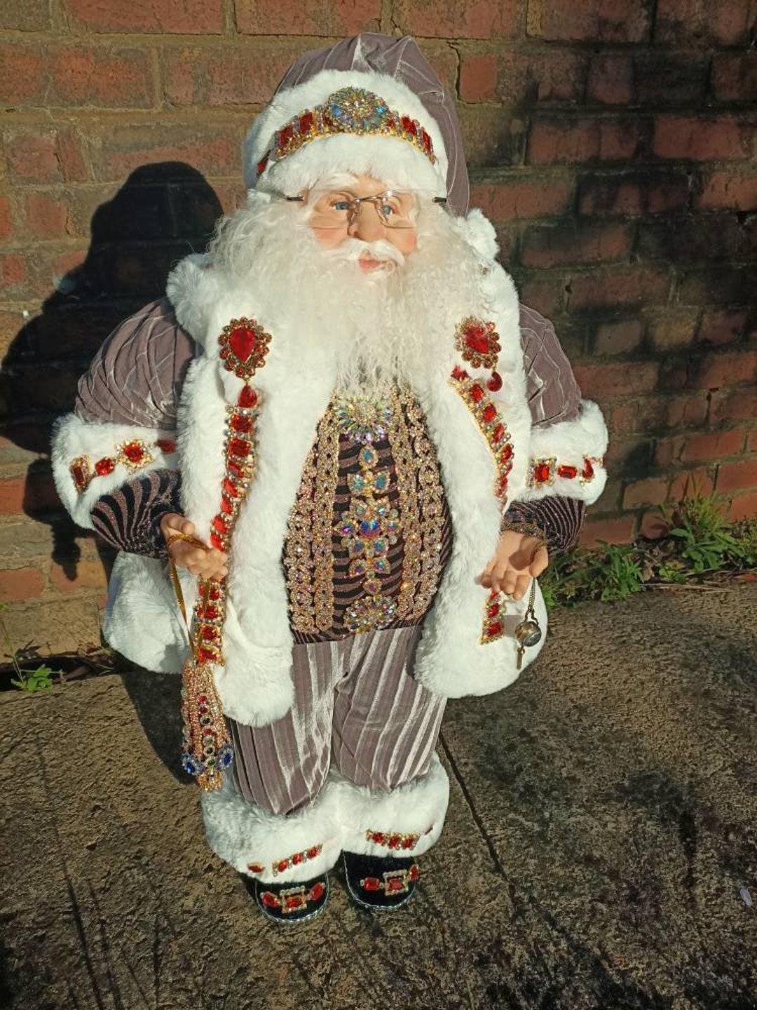 Silver Sparkle Santa - Etsy