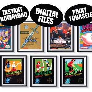 Retro Video Game DIGITAL FILES Qty 7 Game Room Wall Art Decor ...