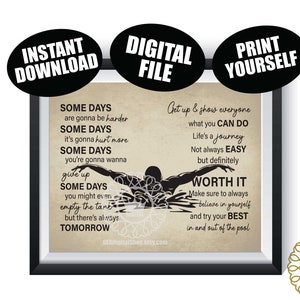 Swimming Art DIGITAL FILE, Swim Team Poster Gift, Swimmer Poster, Swim ...