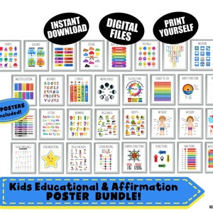 Set of 65 Homeschool Learning Posters, Montessori Kids Educational ...