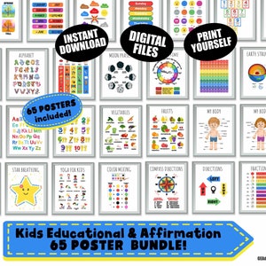 Set of 65 Homeschool Learning Posters, Montessori Kids Educational ...