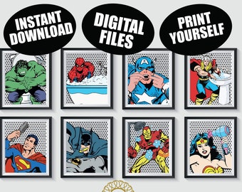 Prints Digital Prints Superhero Bathroo African American Superhero Art ...