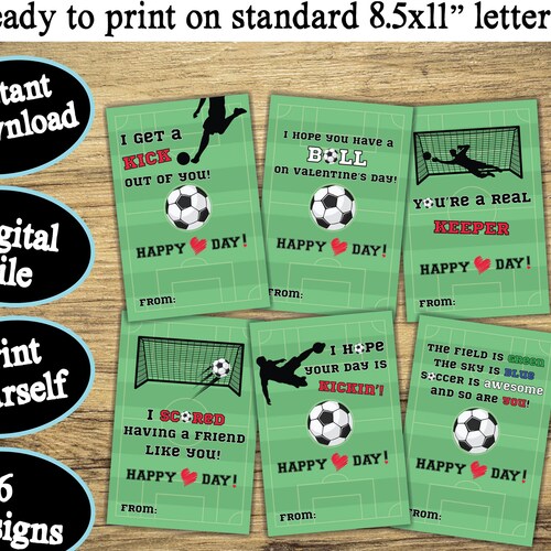 Kids Valentine Cards INSTANT DOWNLOAD Sports Valentines - Etsy
