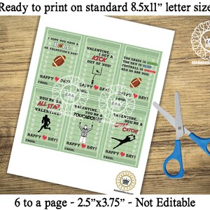 Printable Football Valentine Cards DIGITAL FILES Sports Kid Valentines ...