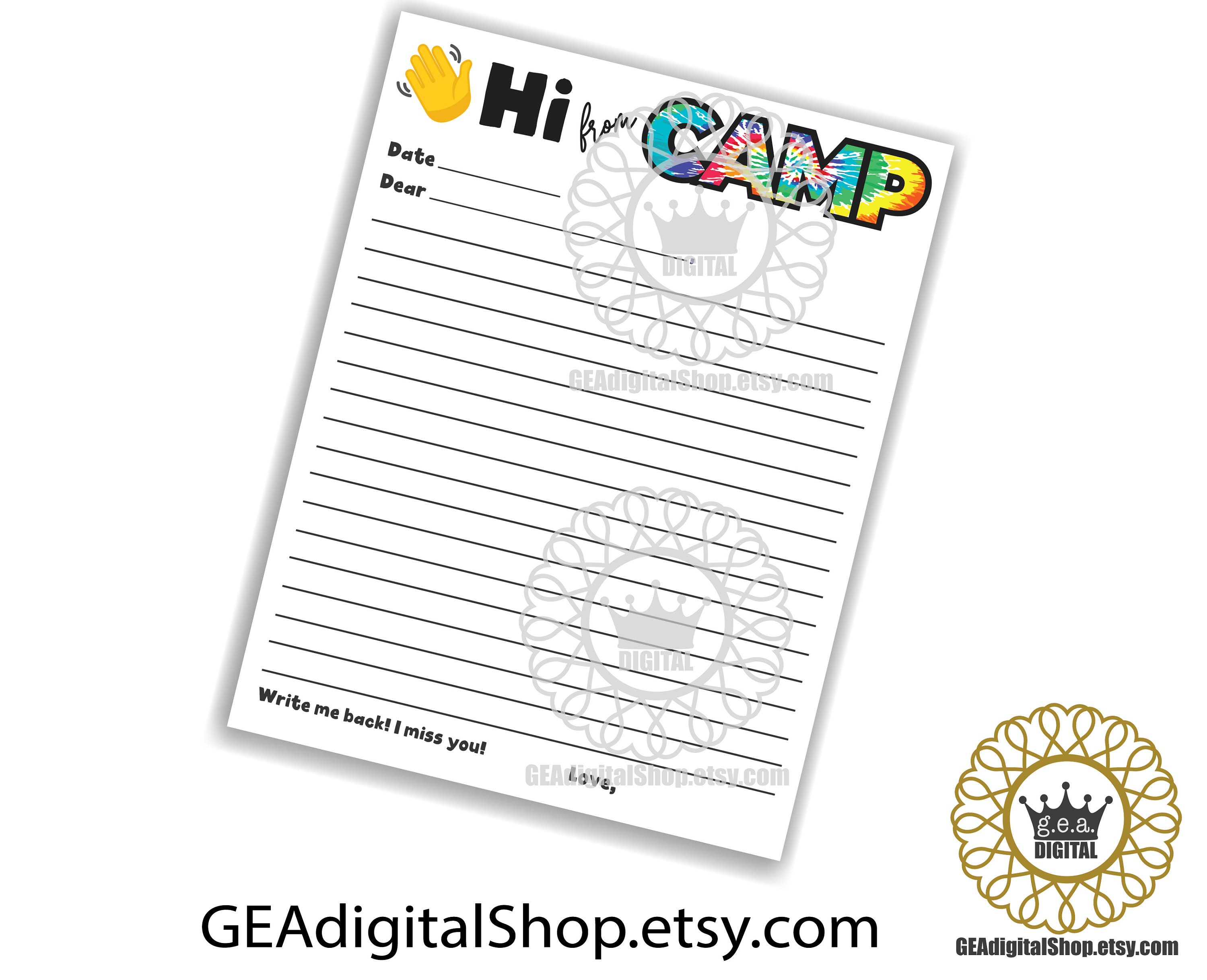 DIGITAL Camp Stationery, Tie Dye Camp Letters, Kids Fill in the Blank ...