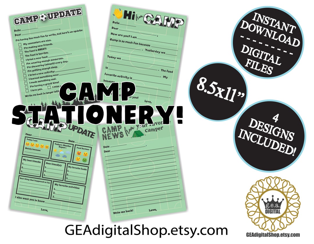 DIGITAL Soccer Camp Stationery PRINTABLE Fill in the Blank Sport ...