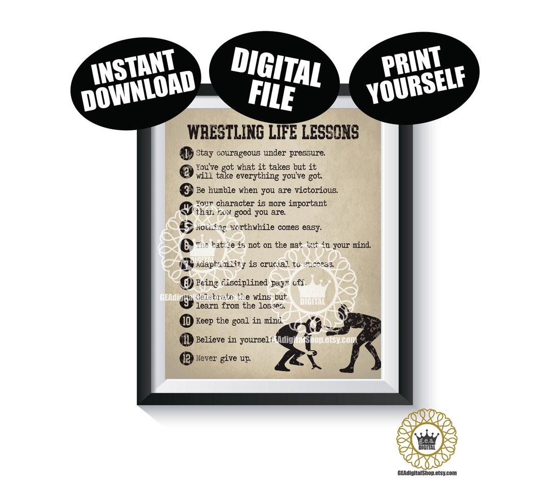 Female Wrestler Art DIGITAL FILE Wrestling Life Lessons Girls Sports ...