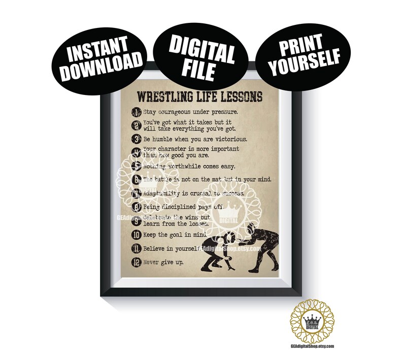 Female Wrestler Art DIGITAL FILE Wrestling Life Lessons Girls Sports ...
