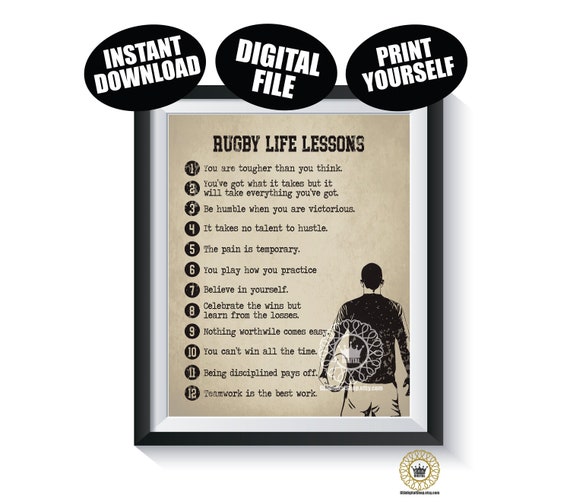 Rugby Life Lessons DIGITAL FILE Motivational Sports Poster | Etsy Australia