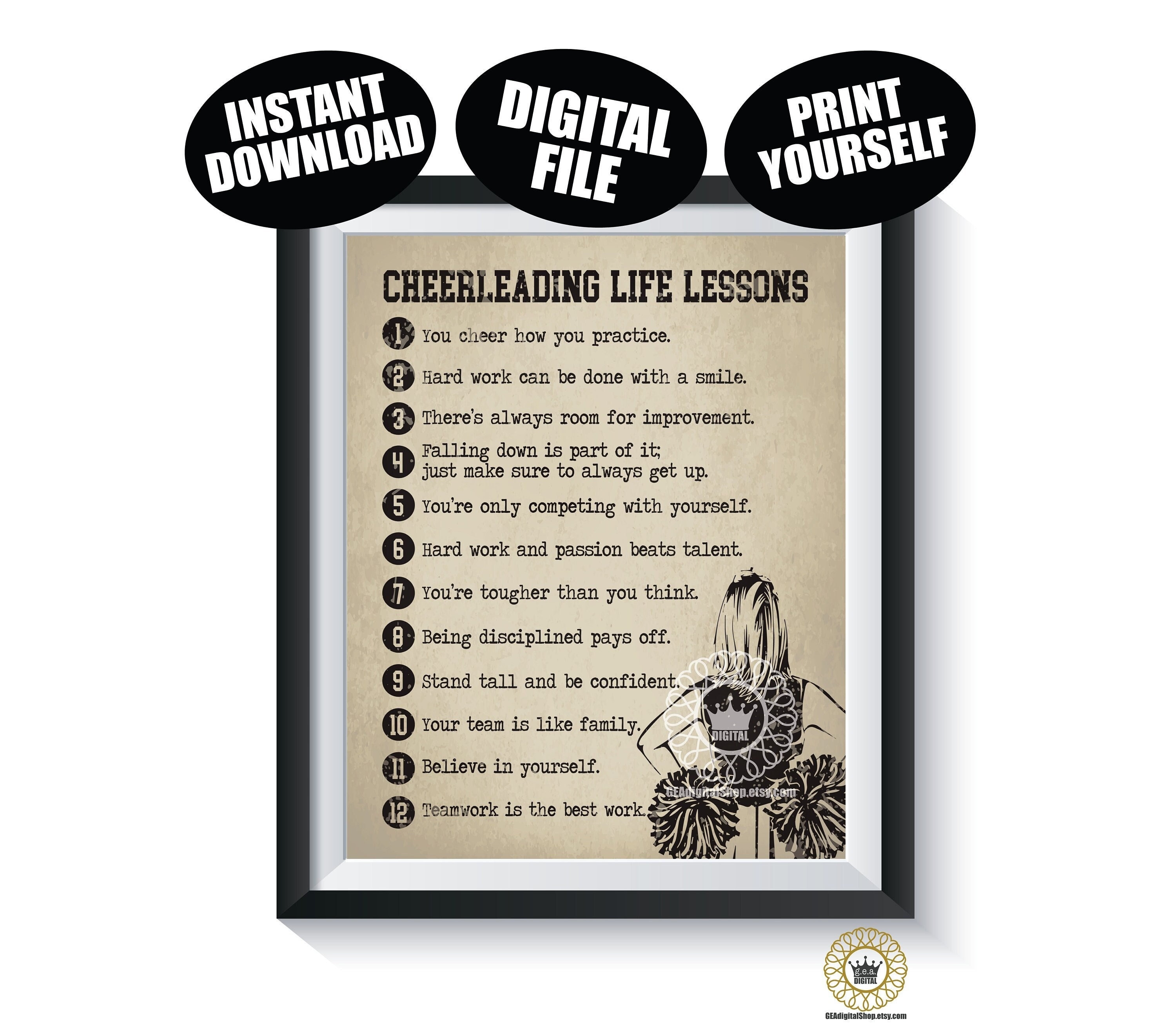 Cheerleading Life Lessons DIGITAL FILE Cheerleader Sports | Etsy