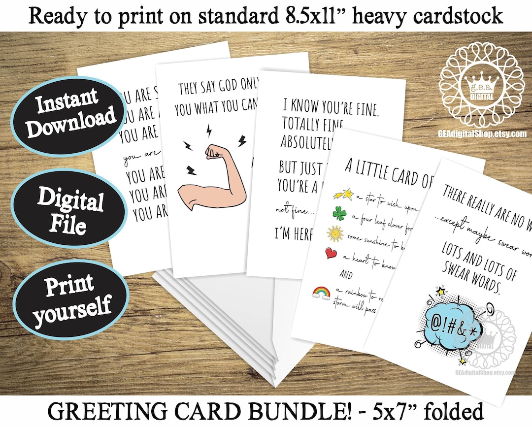 Cancer Support Card BUNDLE Printable Cancer Diagnosis Card Friend ...