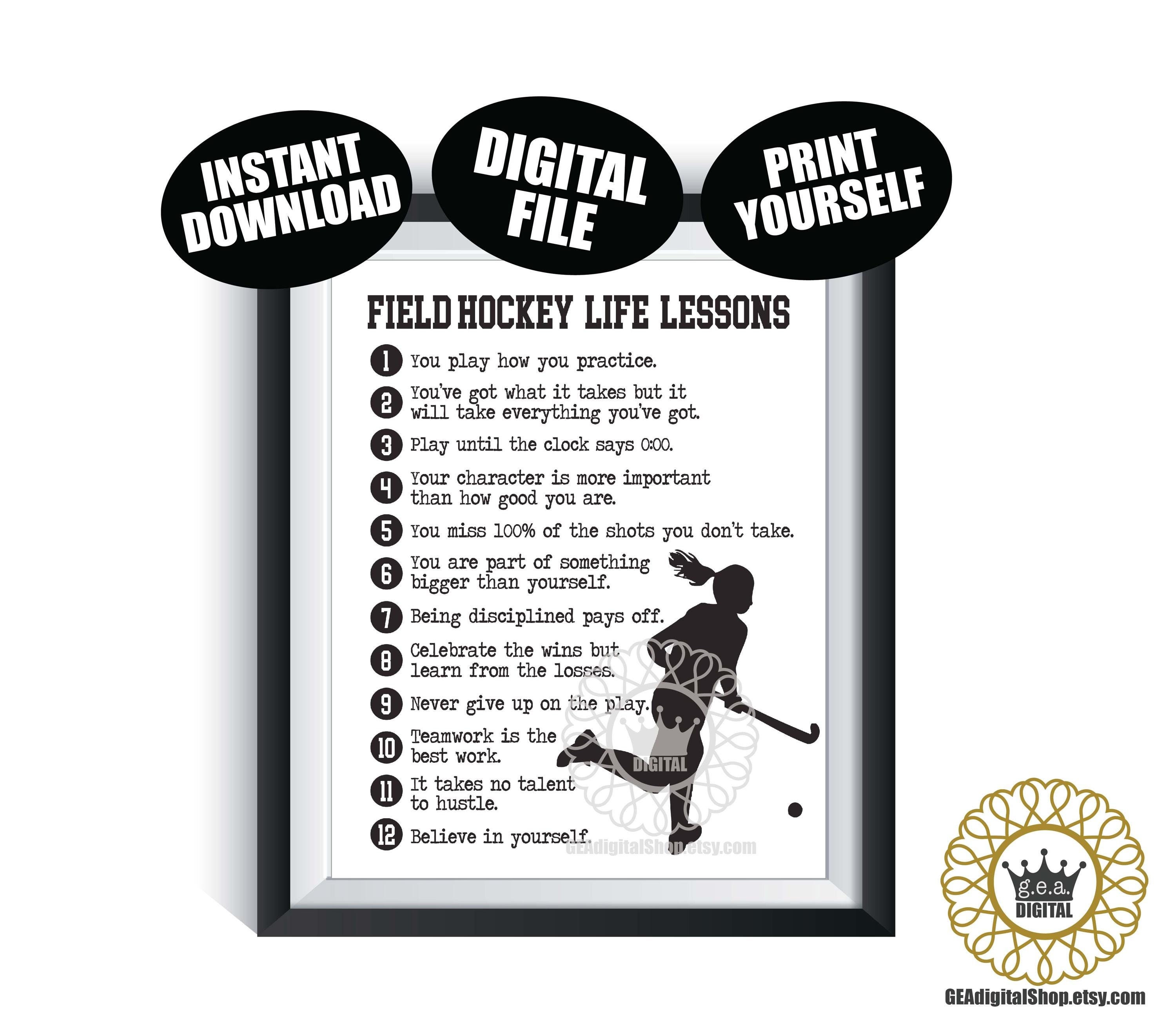 Field Hockey Life Lessons DIGITAL FILE Girls Field Hockey Gift, Senior ...