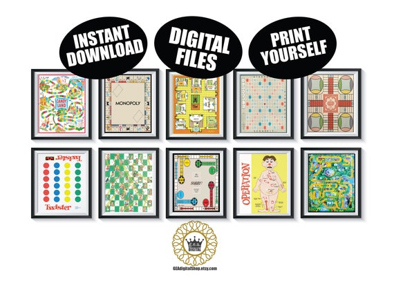 Vintage Board Game DIGITAL FILES Qty 10 Game Room Wall Art - Etsy