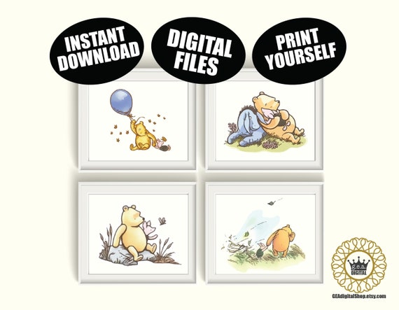 Winnie the Pooh DIGITAL FILES Qty 4 Classic Pooh Gender | Etsy