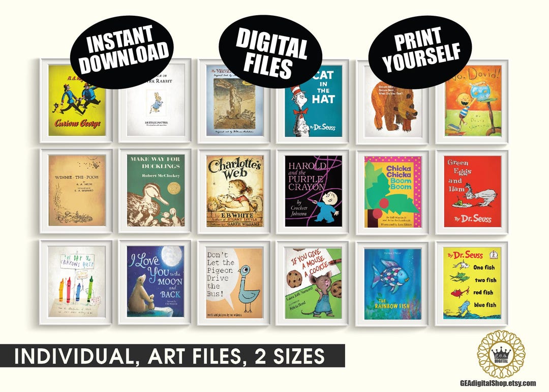 Classic Storybook Printable Art DIGITAL FILE Qty 18 Baby Favorite Book ...
