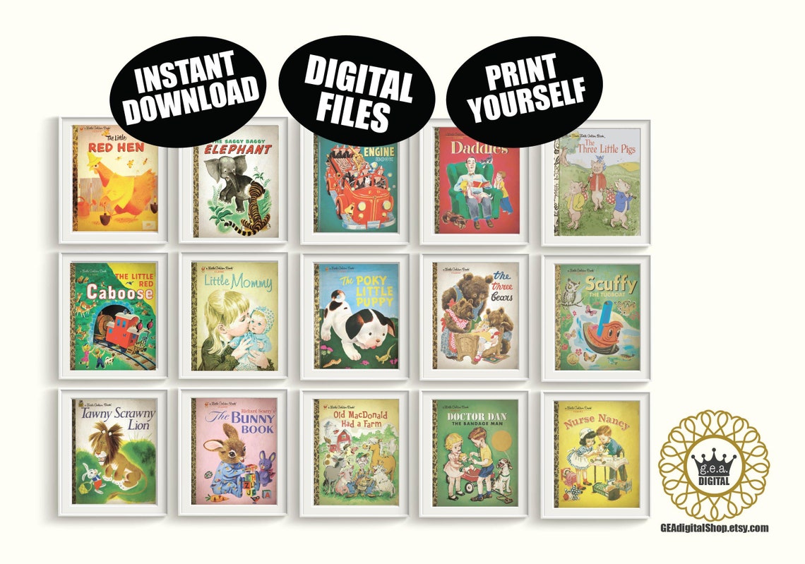 Little Golden Books Printable Art DIGITAL FILE Qty 15 Vintage Baby ...