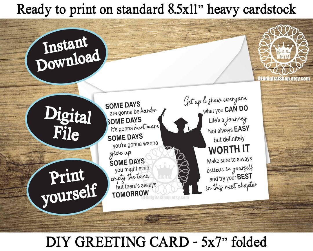 Inspirational Graduation Card for Him DIGITAL Graduation Card for High ...