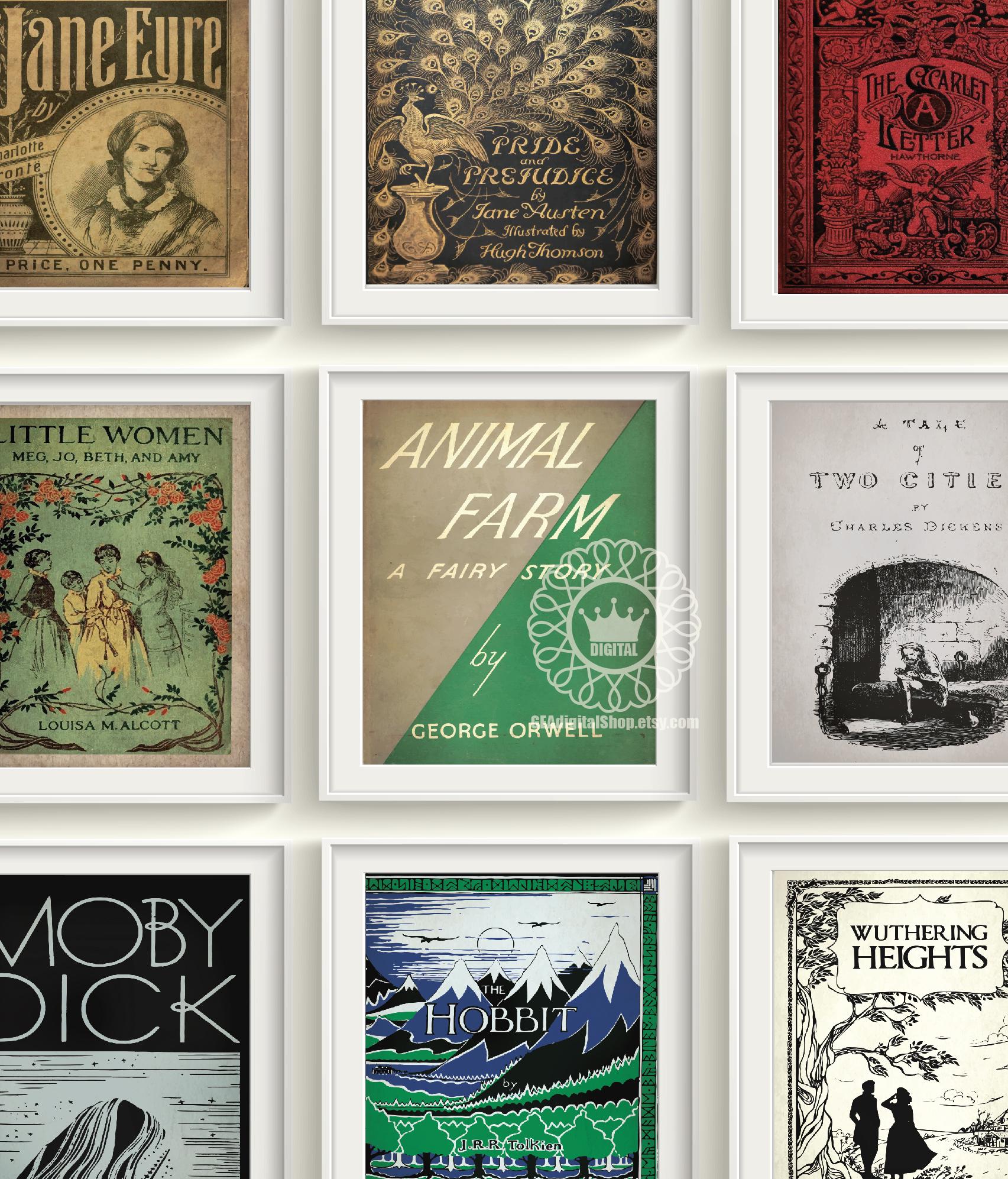Vintage Book Posters, Classic Book Cover Art DIGITAL FILES Qty 9 ...