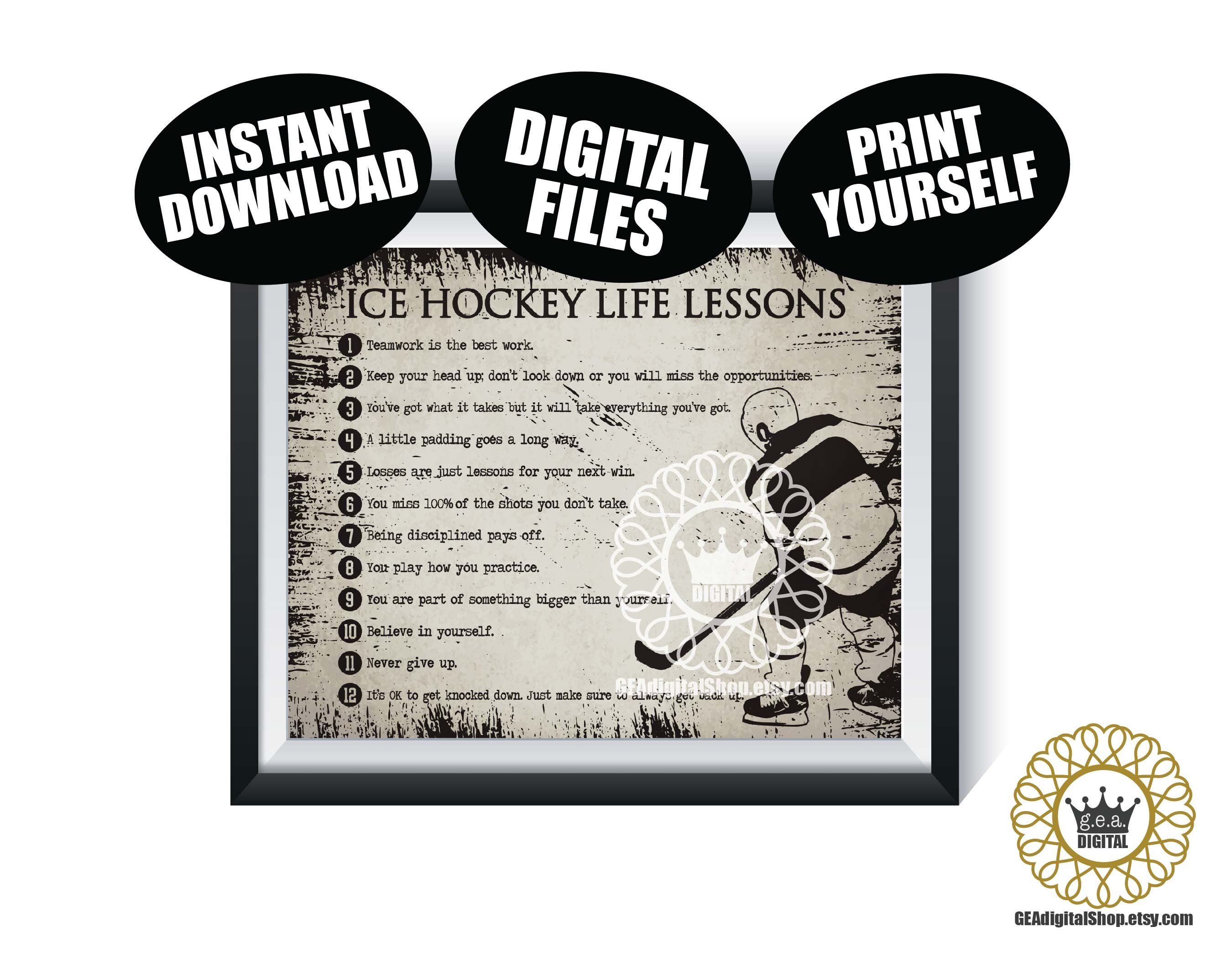 BOY Ice Hockey Life Lessons DIGITAL FILES Motivational Sports Team Gift ...