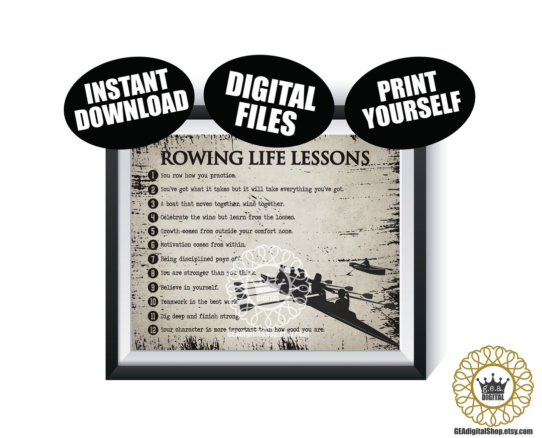 GIRL Rowing Life Lessons DIGITAL FILES Crew Senior Team Gift Womens ...