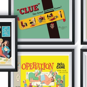 Vintage Board Game Box DIGITAL FILES Qty 10 Game Room Wall Art Decor ...