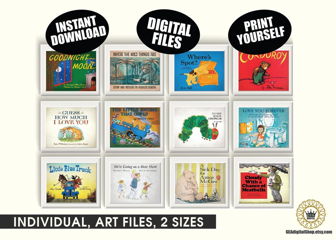 Classic Storybook Printable Art DIGITAL FILE Qty 12 Baby Favorite Book ...