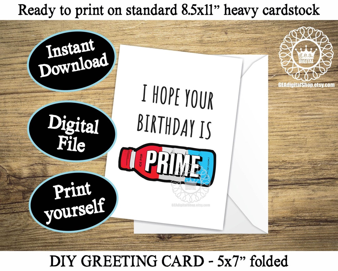 Prime Birthday Card PRINTABLE Kids Prime Energy Drink Birthday Card ...
