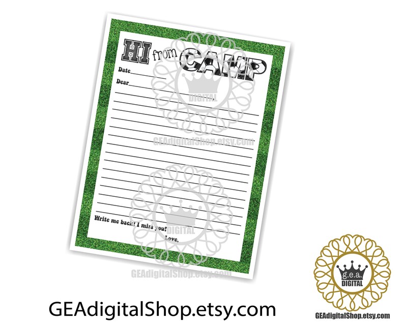 Soccer Camp Stationery PRINTABLE Fill in the Blank Letter Digital ...