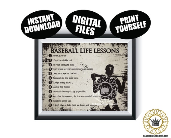 Baseball Life Lessons DIGITAL FILES Boy Motivational Sports - Etsy