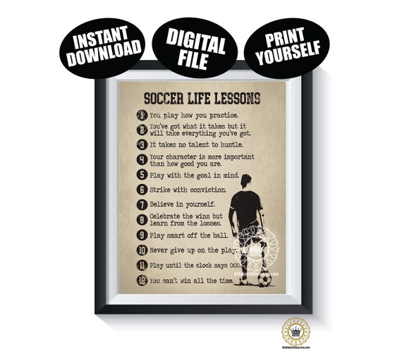 BOY Soccer Life Lessons DIGITAL FILE Motivational Sports - Etsy