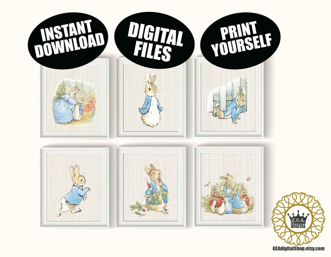 Vintage Peter Rabbit Art DIGITAL FILES Qty 6 Peter Rabbit Baby Nursery ...