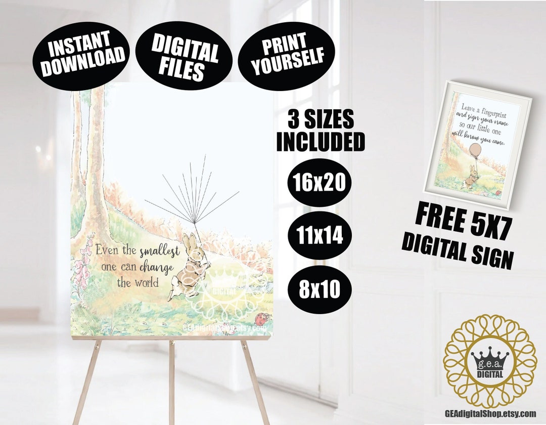 Peter Rabbit Fingerprint Guest Book Alternative Baby Shower First ...