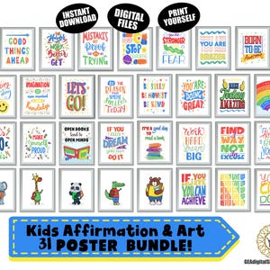 Kids Affirmation Posters Bundle of 31, Homeschool Art Montessori ...