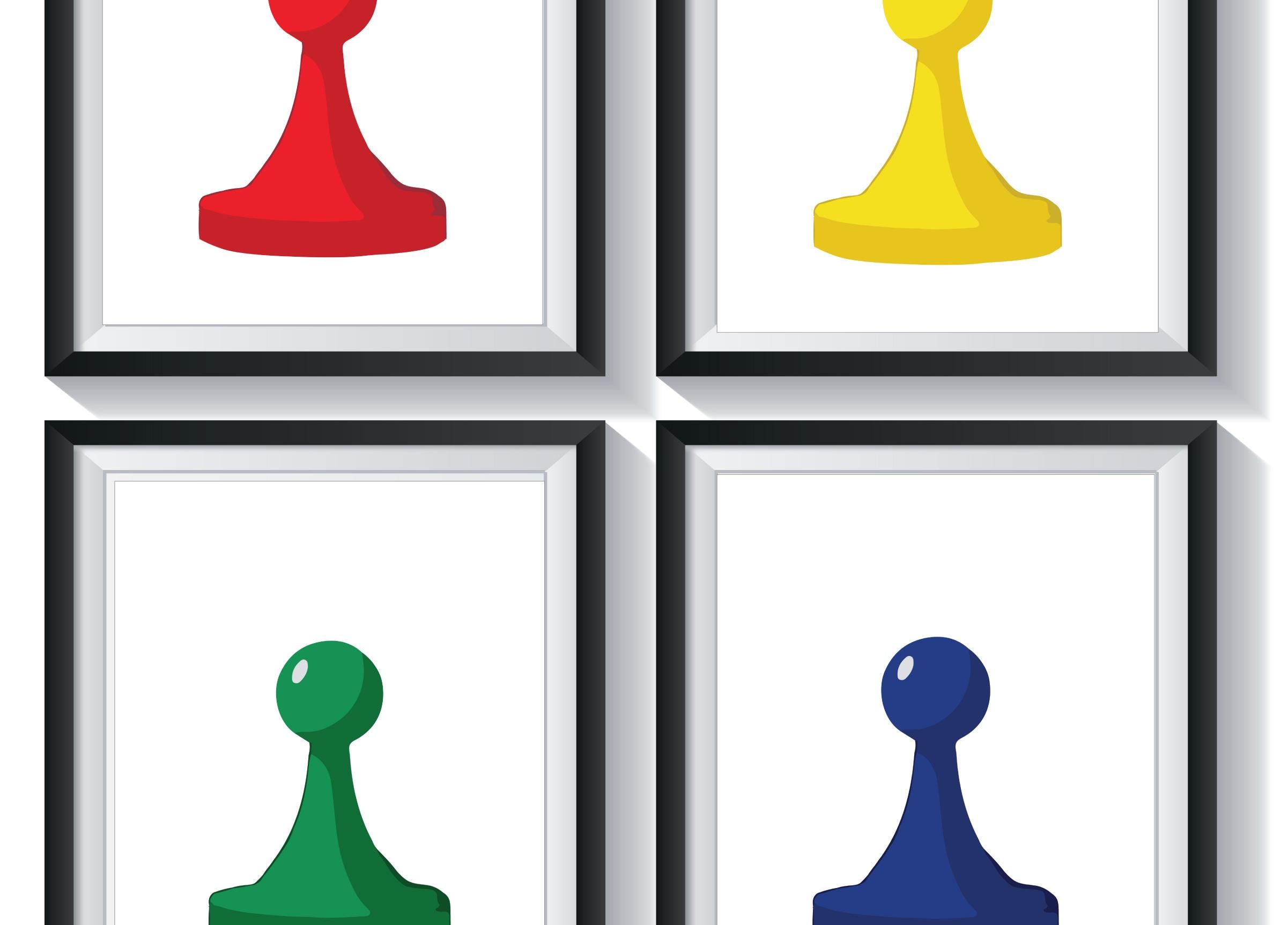 Sorry Board Game Pieces Art DIGITAL FILES Qty 4 Classic Game Room Wall ...