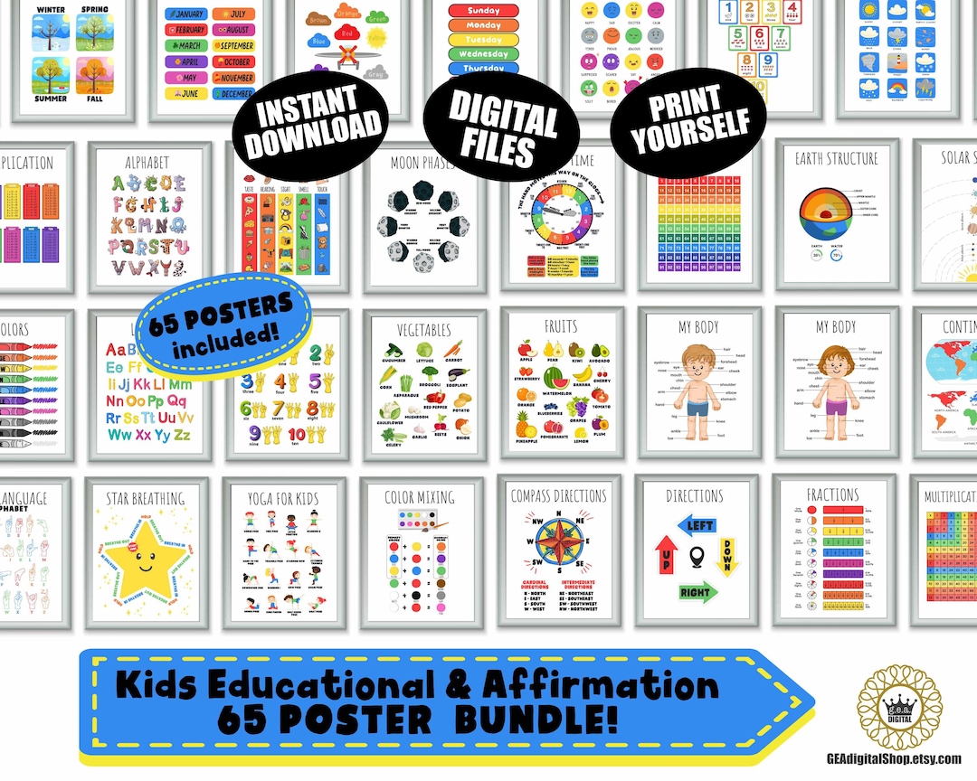 Montessori Classroom Posters Bundle 65 Homeschool Prints Kids ...