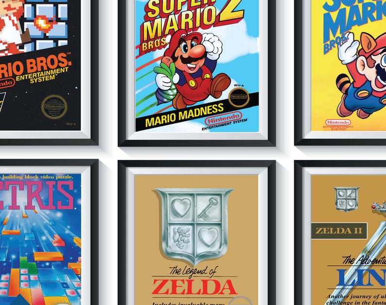 Retro Video Game Posters DIGITAL FILES Qty 15 Vintage Game Room Wall ...