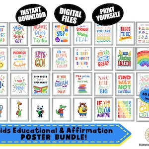 Set of 65 Homeschool Learning Posters, Montessori Kids Educational ...
