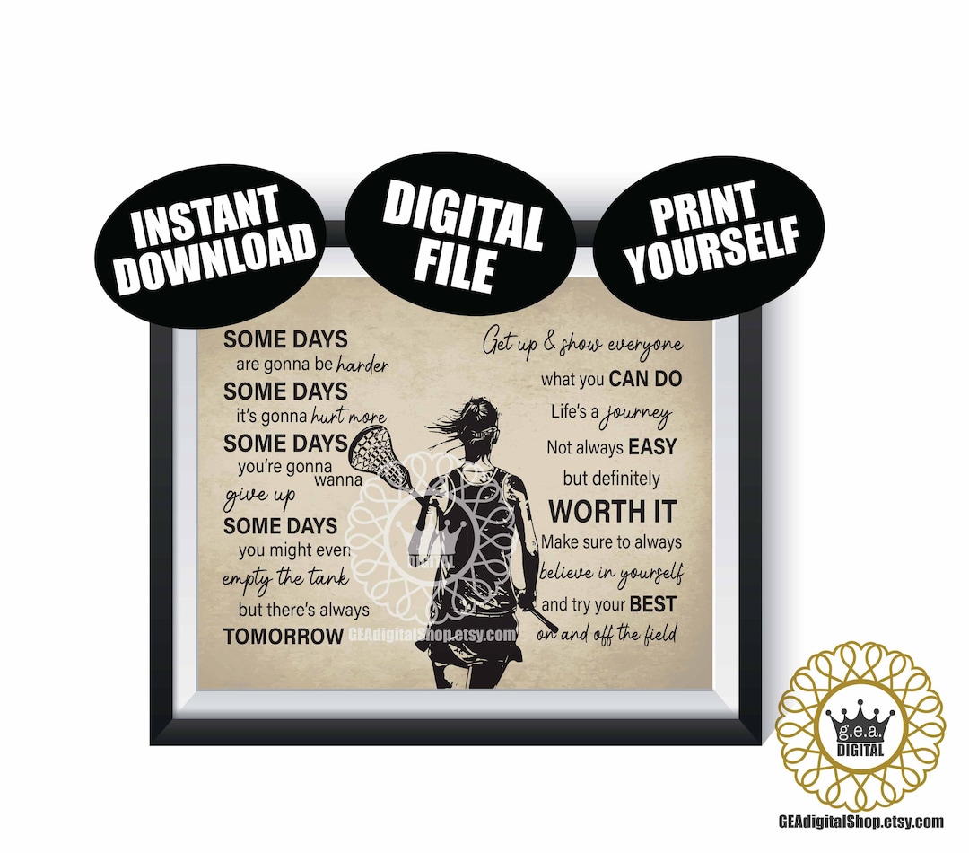 Girls Lacrosse Art Poster DIGITAL FILE Inspirational Female Sports Team ...