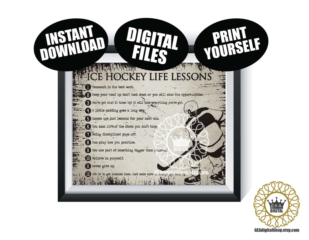 GIRL Ice Hockey Life Lessons DIGITAL FILES Boy Motivational Sports Team ...