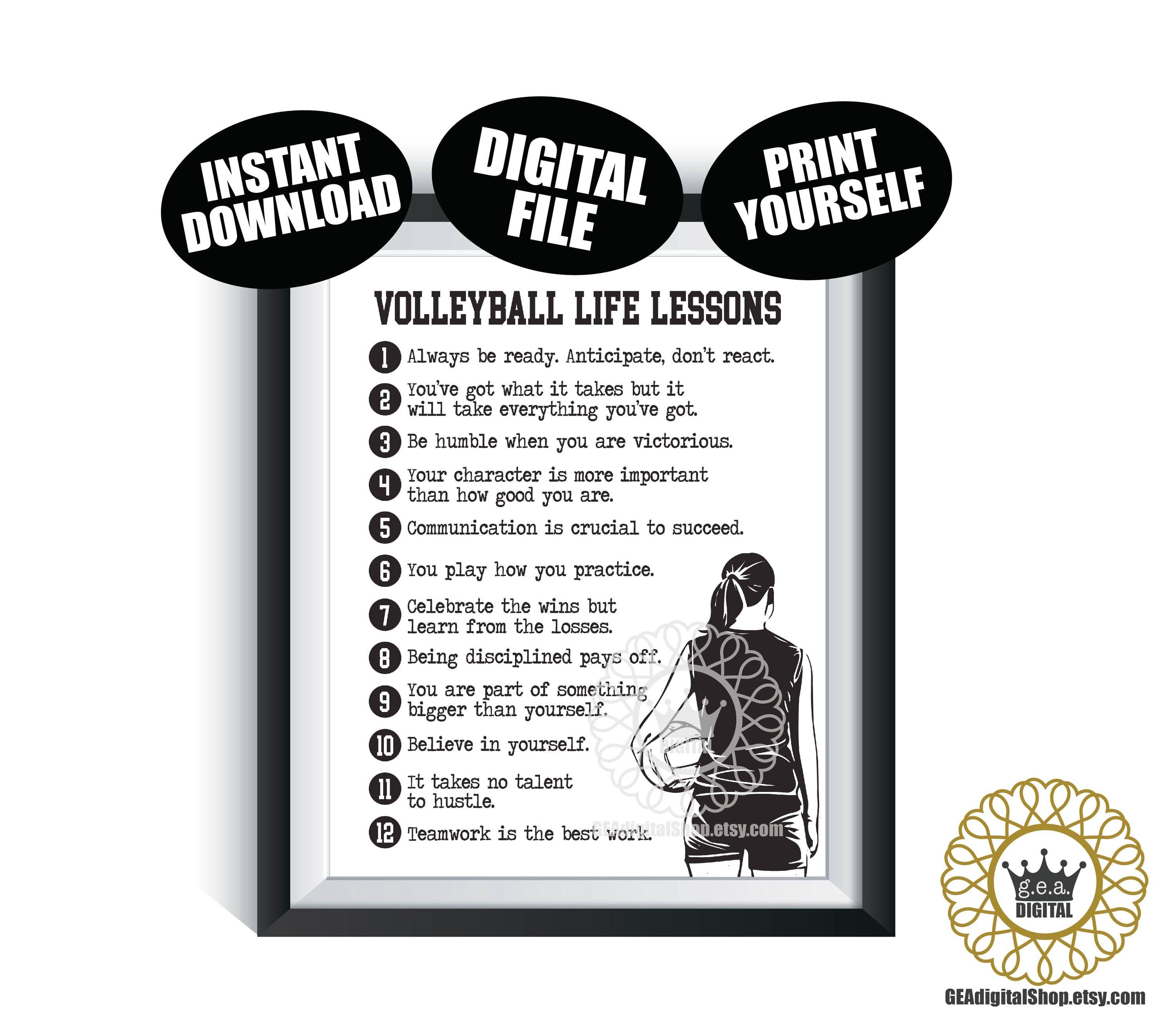 Girls Volleyball Poster DIGITAL FILE Volleyball Life Lessons Sports Art ...