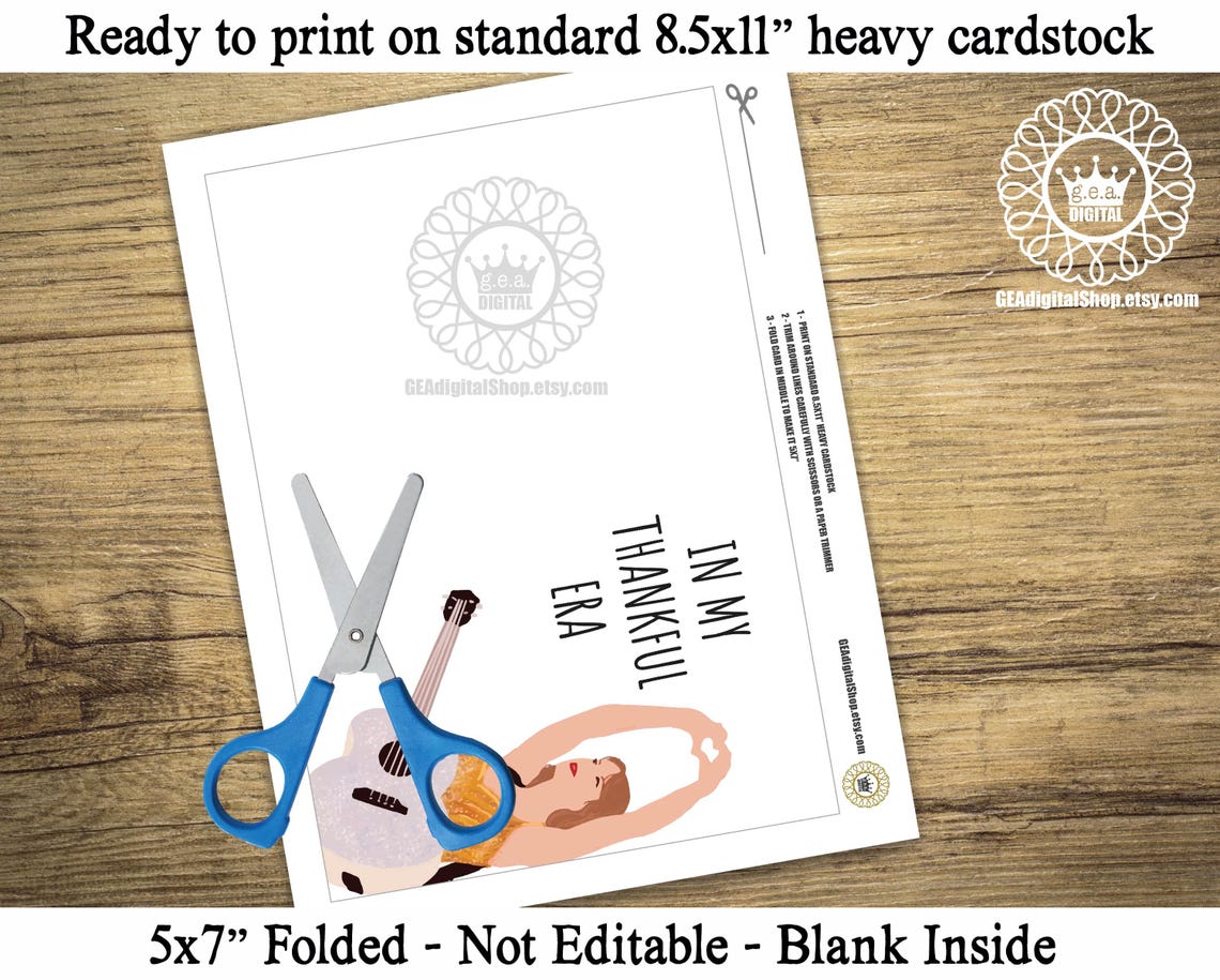 Taylor Swift Thank You Card PRINTABLE Taylor Swift Era Card, Swiftie ...