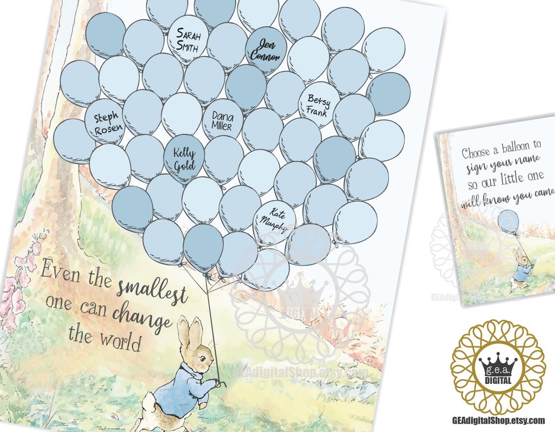 Peter Rabbit Guest Book Alternative Baby Shower First Birthday 1st ...