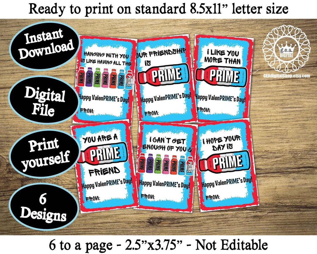 Prime Drink Valentines, Printable Boys Prime Valentine Cards, Kidsprime ...