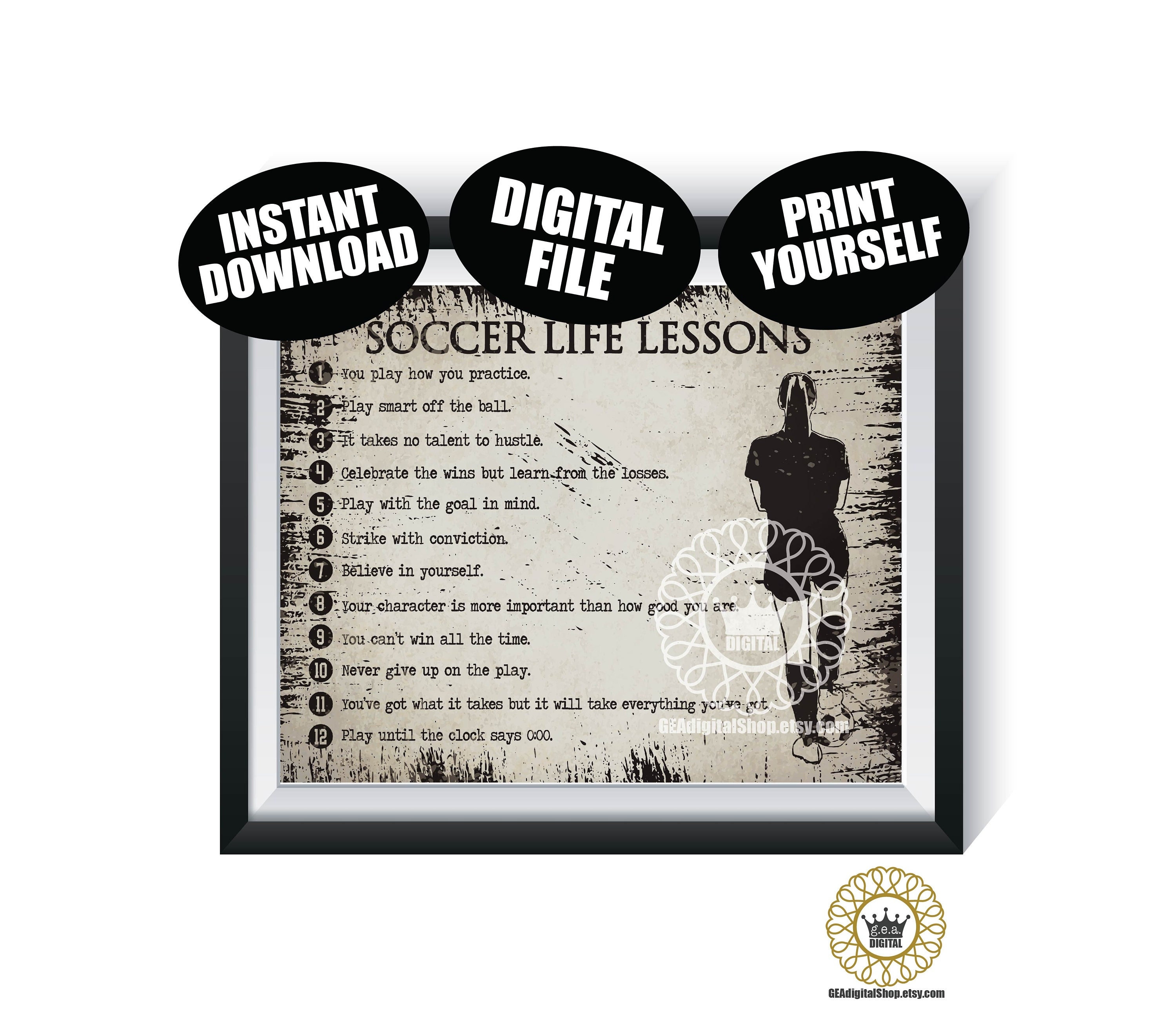 GIRL Soccer Life Lessons DIGITAL FILE Motivational Sports Poster Team ...