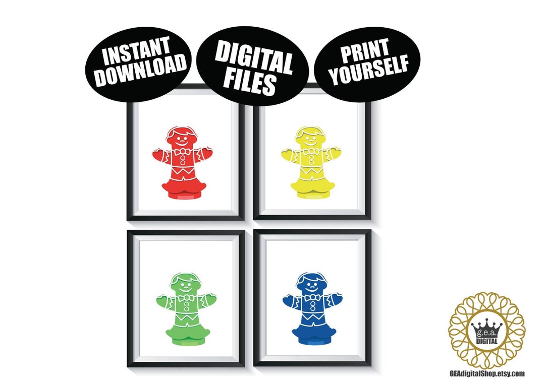 Candyland Board Game Pieces Art DIGITAL FILES Qty 4 Classic Game Room ...