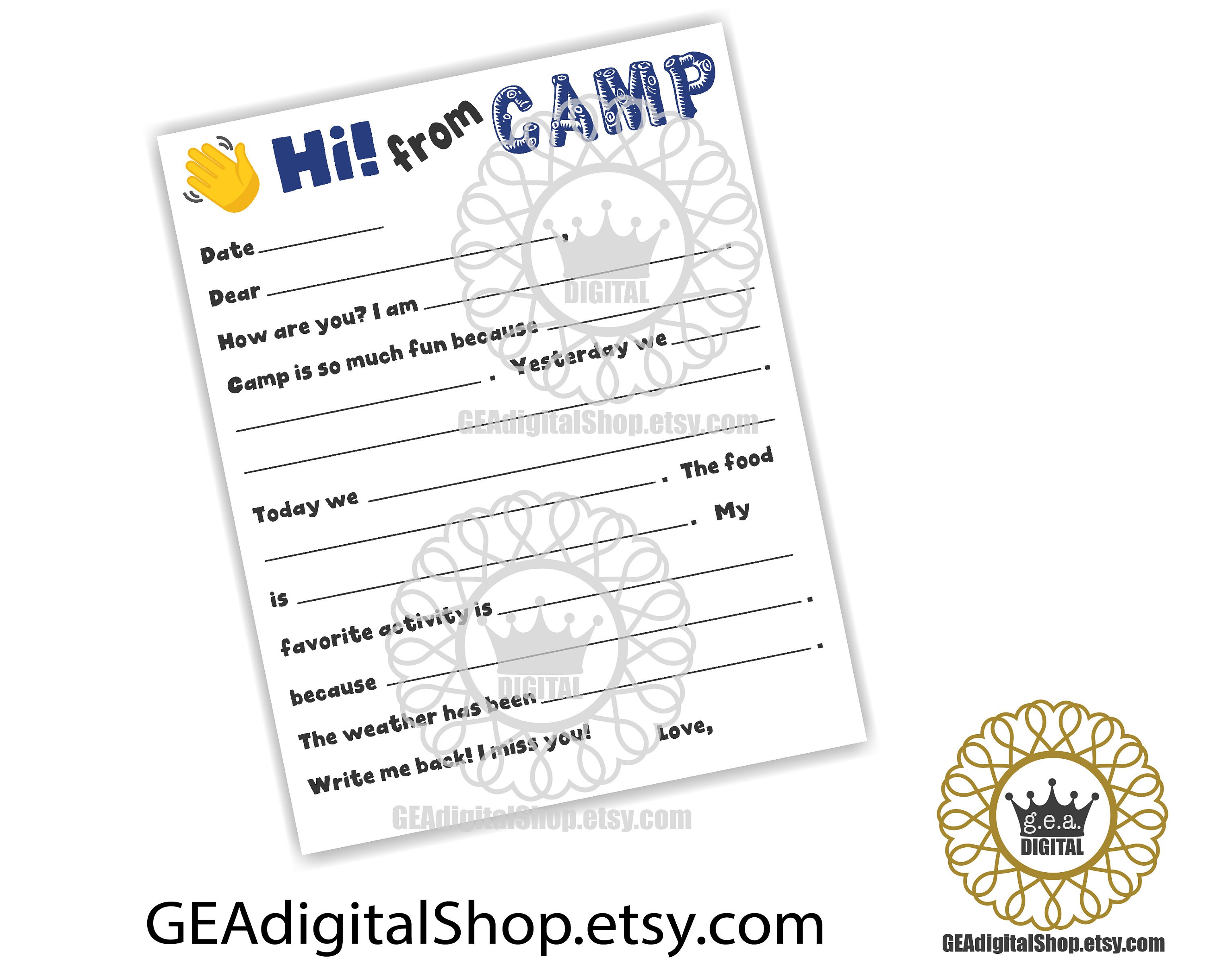 DIGITAL Summer Camp Stationery PRINTABLE Overnight Camp Letterhead ...